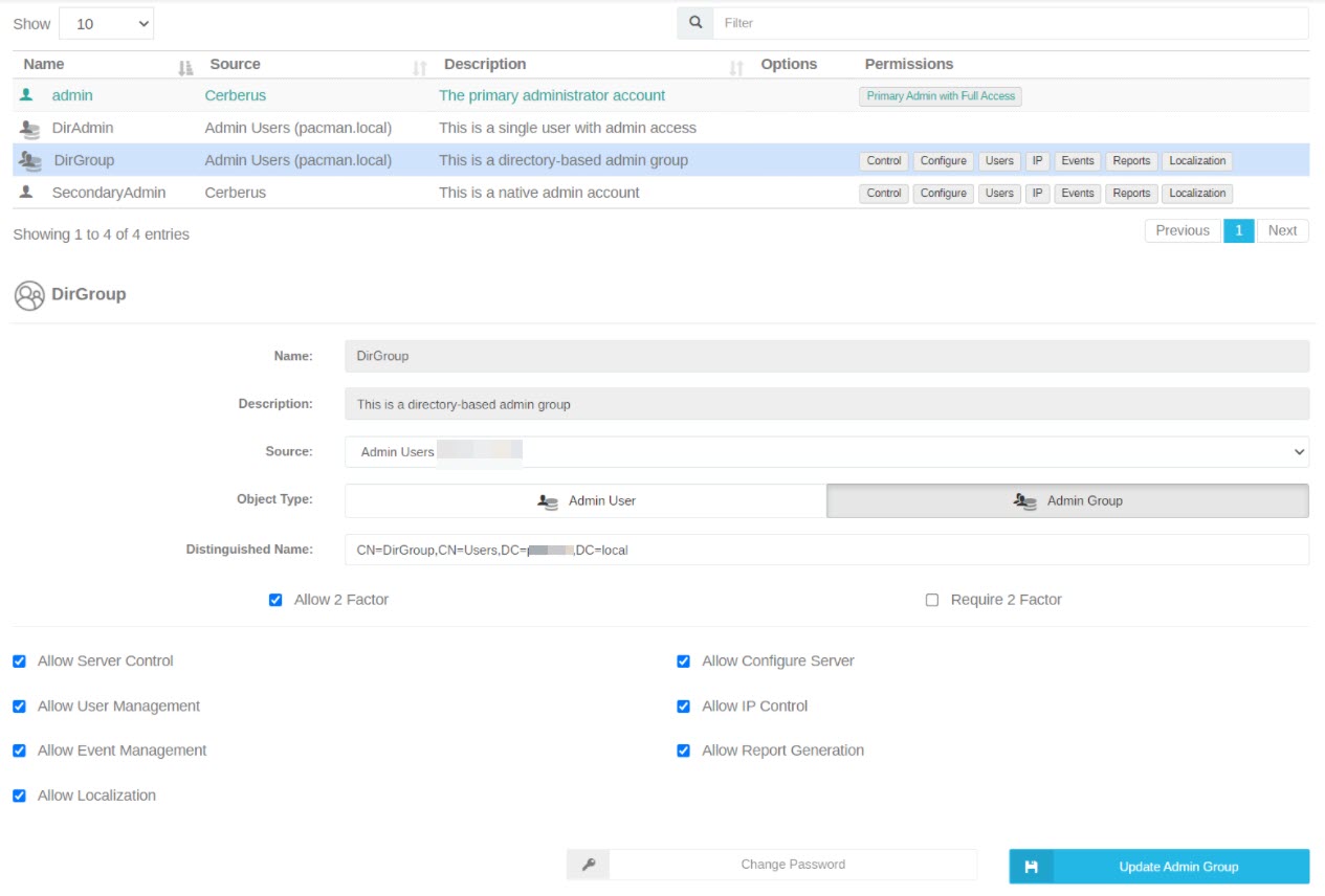 Web Administration Using Active Directory Accounts – Cerberus Support