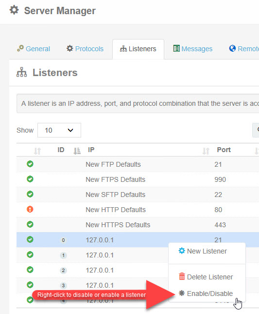 Listener Settings – Cerberus Support