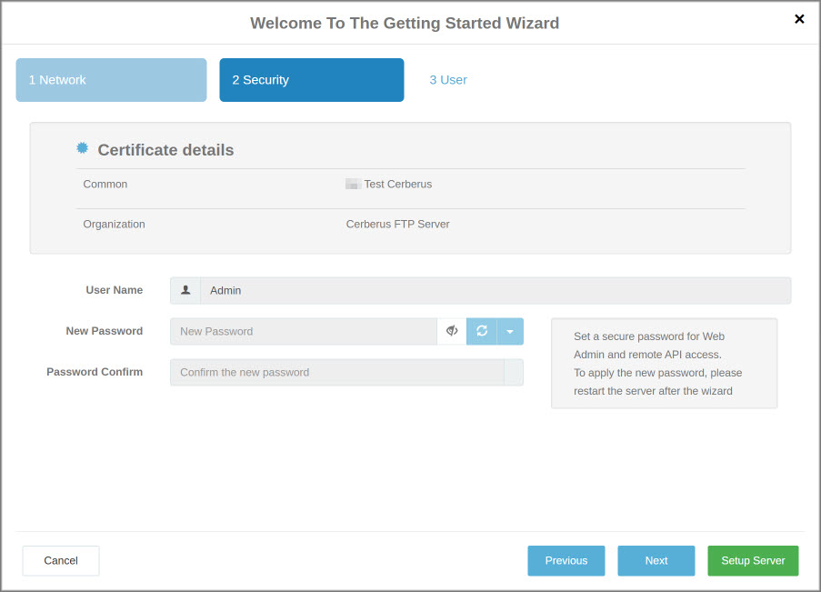 Initial Setup Wizard – Cerberus Support