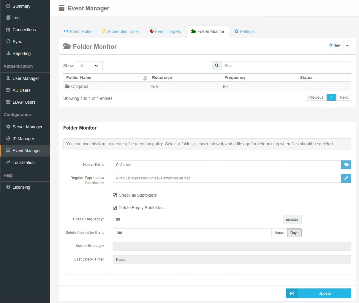 File Retention Policies with the Folder Monitor – Cerberus Support