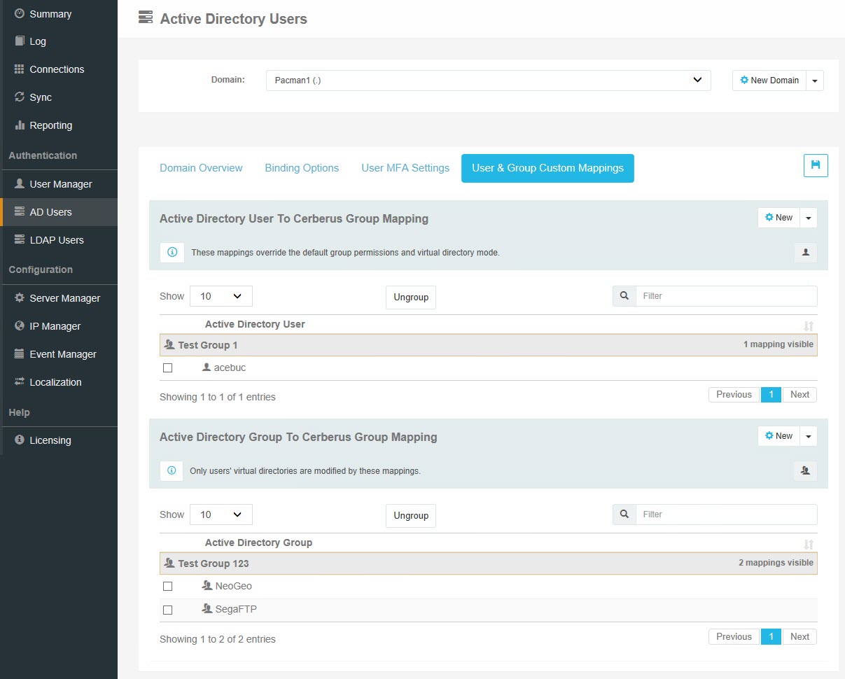 Active Directory Mappings – Cerberus Support