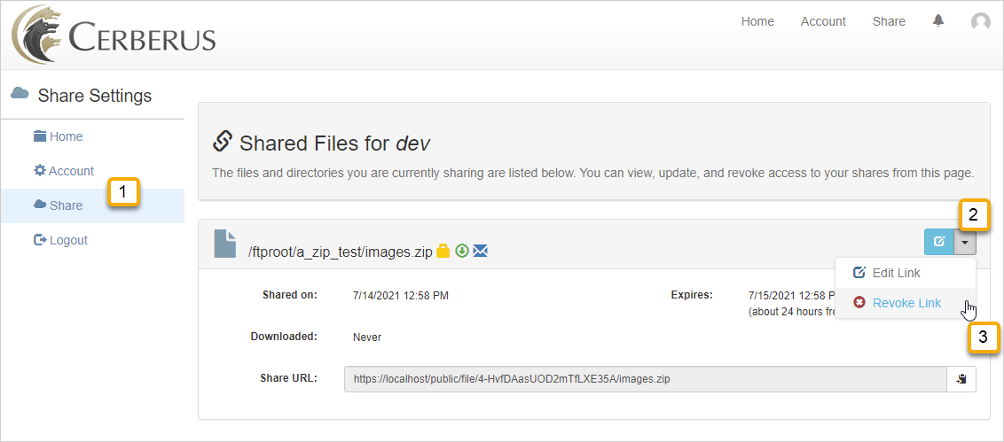 How to Revoke Access to a Shared File or Folder in the Web Client – Cerberus Support